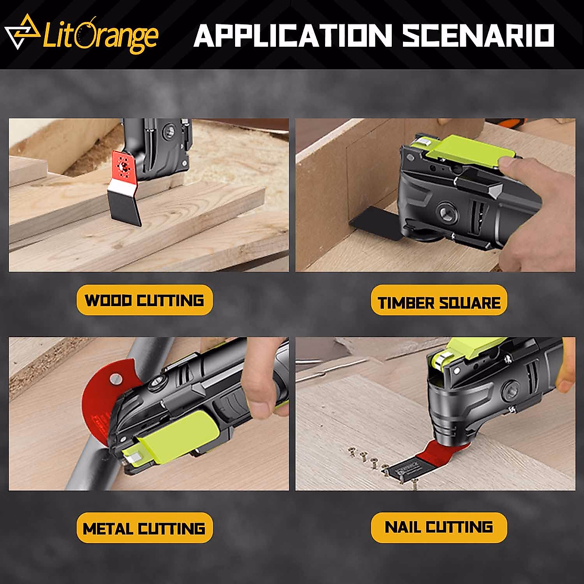 Litorange 6PCS 35mm & 1-3/4" Soft Metal/Bi-Metal/Precision Wood Cutter Saw Blades Oscillating Multi Tool,Professional Universal Oscillating Saw Blades(Pack of 6) for Wood, Metal and Hard Material