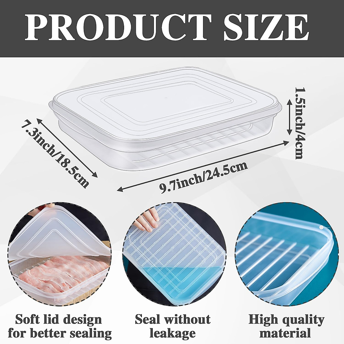 Haawooky 6 Pieces Bacon Keeper,Plastic Deli Meat Saver Container with Lids,Airtight Cold Cuts Cheese Container for Fridge Food Refrigerator Storage Box Shallow Low Christmas Cookie Holder