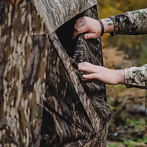 Barronett Blinds® Memory Maker 5, Portable Hunting Blind, 5-Sided Hub Blind, 600 Denier Fabric, Silent Slide Windows, 4-Person, Mossy Oak® Original Treestand, 72” x 96” x 96”, GK550BLT