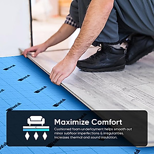 FLOORLOT BlueStep Underlayment with Moisture Barrier for Laminate and Wood Floors, (200 sq.ft Roll)