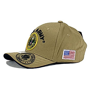 JM WARRIORS US Army Veteran Hat Army Military Official Licensed Adjustable Baseball Cap (Khaki Beige - Flag), One Size