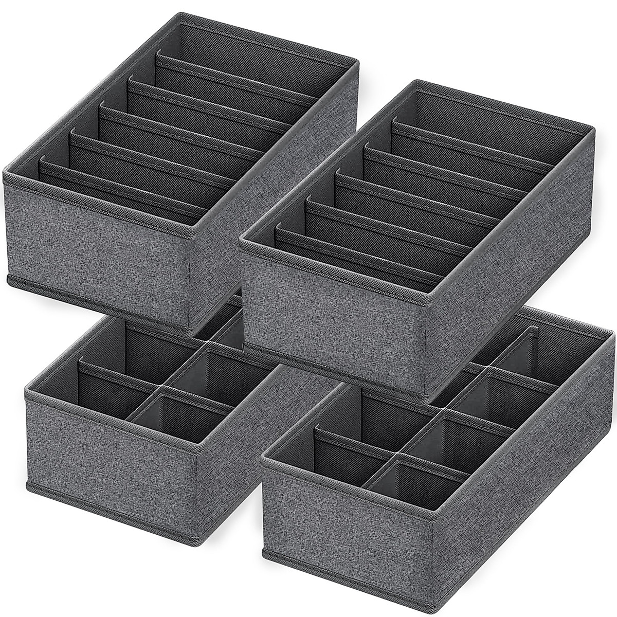 FAMALAHEE 4 PACK Sock Underwear Drawer Organizer Dividers, Collapsible Cabinet Closet Storage Boxes for Clothes, Socks, Lingerie, Underwear, Tie, Belt,Bedroomedroom