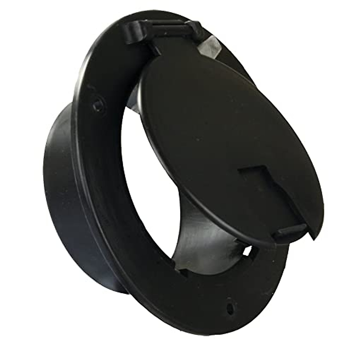 Thetford RV Camper Deluxe Round Electric Cable Cord/Jack Hatch Without Back Black PN 94332