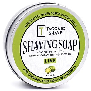 Taconic Shave Barbershop Quality Shaving Soap for Men & Women with Anti-Oxidant Rich Seed Oils – Moisturizing Shaving Soap for All Skin Types (Lime)