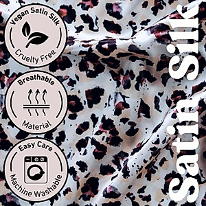 Satin Pillowcase for Hair and Skin by Fenrici, Includes 1 Queen Size Satin Pillow case, 2 Matching Scrunchies, Luxury Beauty Sleep Set, Leopard Print, Pink, Queen/Standard, Gift for Her