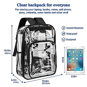 Birity Clear Backpack Heavy Duty,Large PVC Transparent Backpack,See Through Book Bag,Transparent Backpack For Teenager and Adults,Clear Bookbag for School,Sports,Work,Travel, College