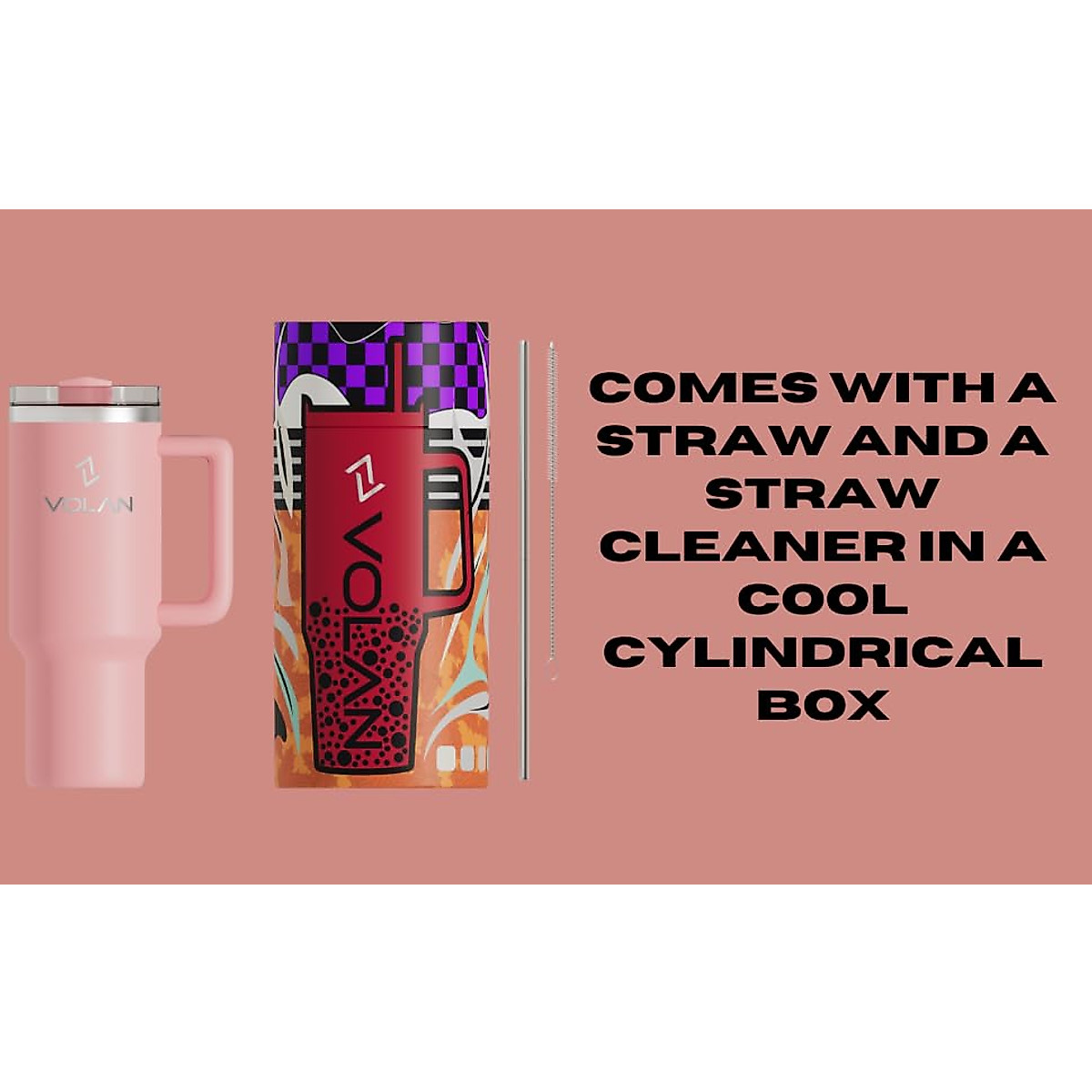 2nd Generation 40 oz Tumbler with Handle and Straw Insulated Tumblers Cups with Lids Straws Double Wall Vacuum Thermos cup 304 Stainless Steel Travel Mug Gifts for Men Women Him Her (Peach)