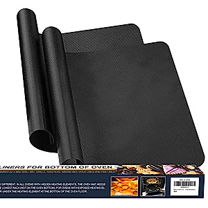 Oven Liners for Bottom of Oven - 2 Pack Best Rounded Corners Non-Stick Teflon Oven Liners Mat for the bottom of Convection, Electric, Gas, Toaster and Microwave Ovens 15.74"x 23.62"