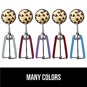 Gorilla Grip Premium Stainless Steel, Spring-Loaded Scoop for Fruit, Cookie and Ice Cream, Easy Squeeze and Clean Release, Comfortable Handle, Medium, 3 TBSP Scooper Size 24, Uniform Portions, Black