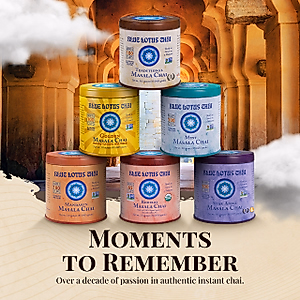 Blue Lotus Chai - Rooibos Flavor Masala Chai - Makes 65 Cups - 2 Ounce Masala Spiced Chai Powder with Organic Spices - Instant Indian Tea No Steeping - No Gluten