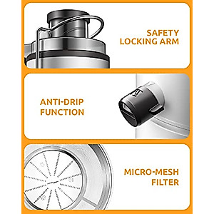 GDOR Juicer with 800W Motor, Juicer Machine with Big Mouth 3” Feed Chute, Dual Speeds Juice Maker for Fruits and Veggies, Anti-Drip Function Centrifugal Juicer, Include Cleaning Brush, BPA-Free, White