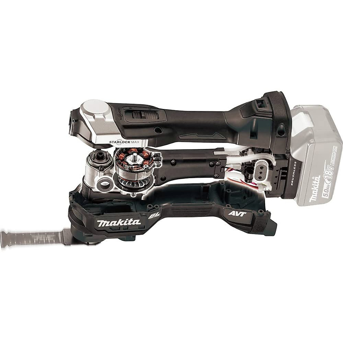 Makita XMT04ZB-BL1840BDC1 18V LXT StarlockMax Brushless Lithium-Ion Cordless Sub Compact Multi-Tool with Battery and Charger Starter Pack Bundle (4 Ah)