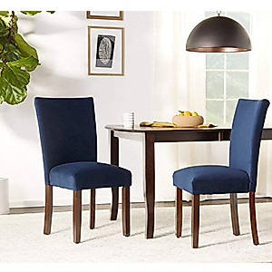HomePop Parsons Classic Upholstered Accent Dining Chair, Set of 2, Navy Velvet