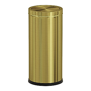 LEASYLIFE 30L/8GAL Gold Brass Kitchen Trash Can,Tall Commercial Garbage can，Large Capacity FILP lid Trash can for Kitchen,Shopping mall,Elevator gate,Airport, Hotel,Commercial (Gold)