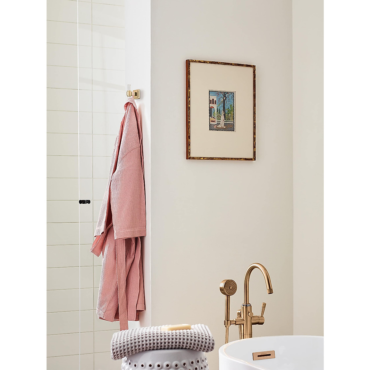 Amerock BH36060CCZ | Clear/Champagne Bronze Single Robe Hook | 2-15/16 in. (75 mm) Length Towel Holder | Glacio | Towel Hook for Bathroom | Bathroom Hardware | Bath Accessories