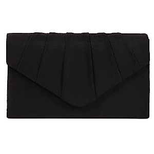 BBjinronjy Clutch Purses for Women Evening Clutch Bag Women's Evening Bag with Detachable Chain for Wedding Prom Faux Suede (Black-Suede)