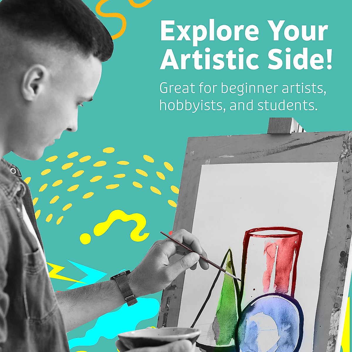 Artlicious Paint Brush Set - Pack of 25, Assorted Variety, All-Purpose Paint Brushes - Use with Acrylic, Oil, Watercolor, Gouache Paints, Face Nail Art, Miniature Detailing and Rock Painting