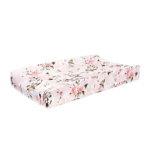 Posh Peanut Baby Changing Pad Cover Stretchy Viscose from Bamboo Viscose, for Standard 16" by 32" - Vintage Pink Rose