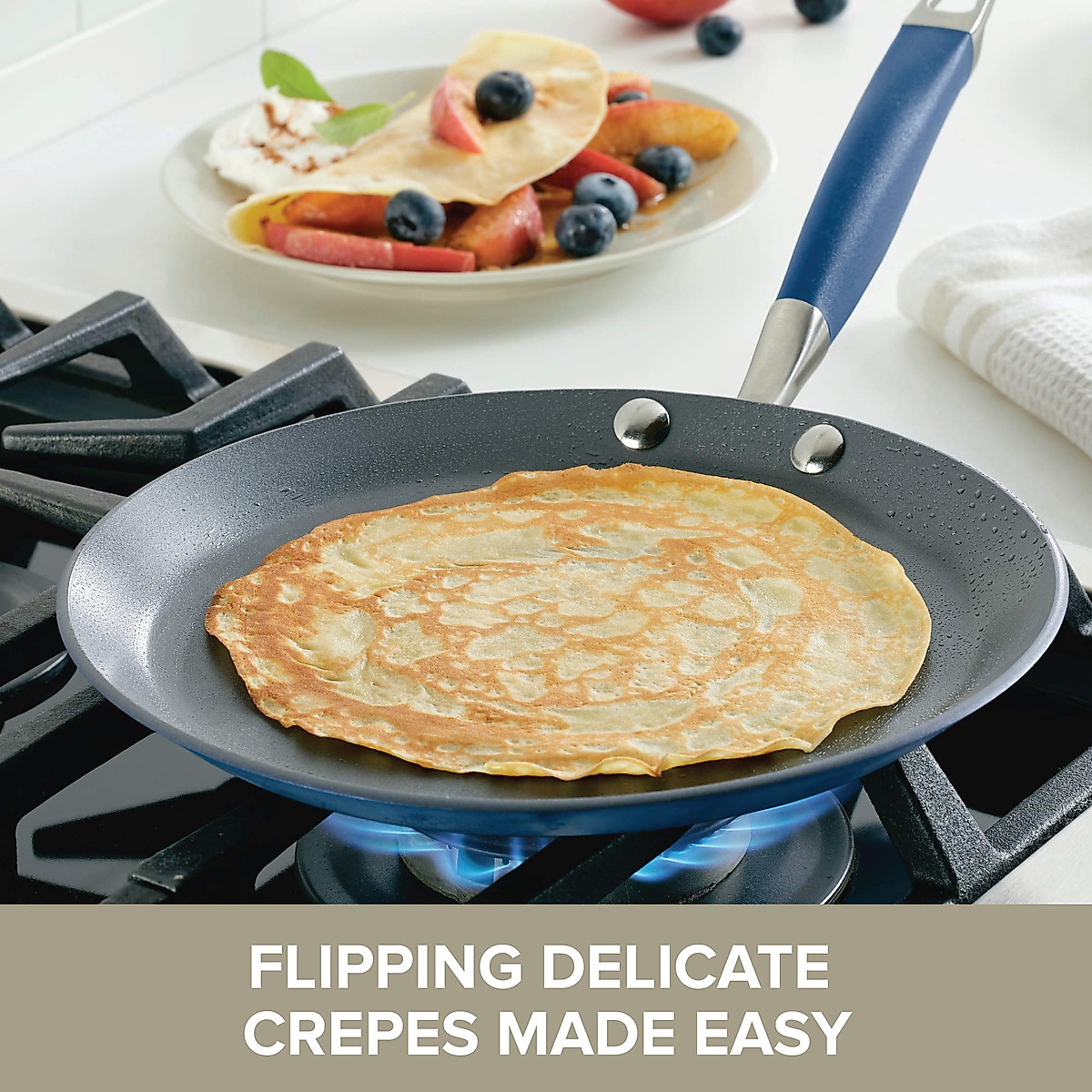 Anolon Advanced Home Hard Anodized Nonstick Crepe Pan, 9.5 Inch, Indigo Blue