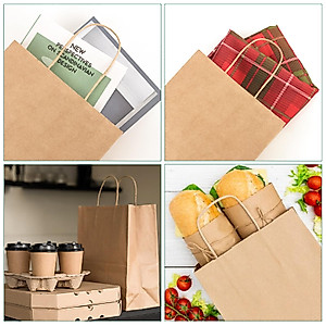 XPCARE 100Pack Brown Paper Bags 8x4.5x10 Inch, Plain Medium Paper Bags with Handles Bulk, Kraft Paper Gift Bags, Retail Bags, Party Bags, Shopping Bags, Favor Bags