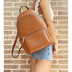 Kate Spade Leila Pebbled Leather Medium Dome Backpack School Bag Warm Gingerbread