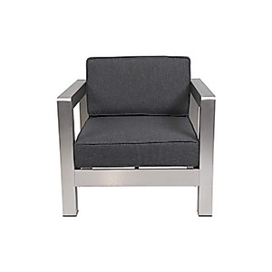 Christopher Knight Home 306462 Booth Outdoor Aluminum Club Chairs, Silver (Set of 2), Sliver/Gray