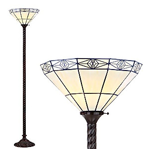 JONATHAN Y JYL8005A Moore Tiffany-Style 68.57" Torchiere LED Floor Lamp, Tiffany, Traditional, Art Nouveau Style, Office, Living Room, Family Room, Dining Room, Bedroom, Hallway, Foyer, Bronze