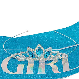 COCIDE Birthday Princess Sashes and Tiaras for Girls Birthday Pink Crowns and Tiaras for Women Birthday Party Accessories Kit Happy Birthday Decorations Set Glitter Sash Crystal Rhinestone