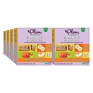 Plum Organics Mighty Snack Bars - Pumpkin and Banana - 0.67 oz Bars (Pack of 48) - Organic Fruit and Vegetable Toddler Food Snack Bars