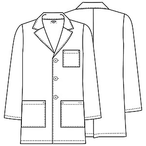 Dickies EDS Professional Men Scrubs Lab Coats 31" Consultation 81404, M, White