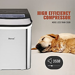 Ice Makers Countertop Portable Ice Machine Stainless Steel, 26.5lbs in 24 Hours, 9 Ice Cubes Ready in 8 Mins, Ice Scoop and Basket, L&S Bullet Sizes for Home Party Office Bar Camping