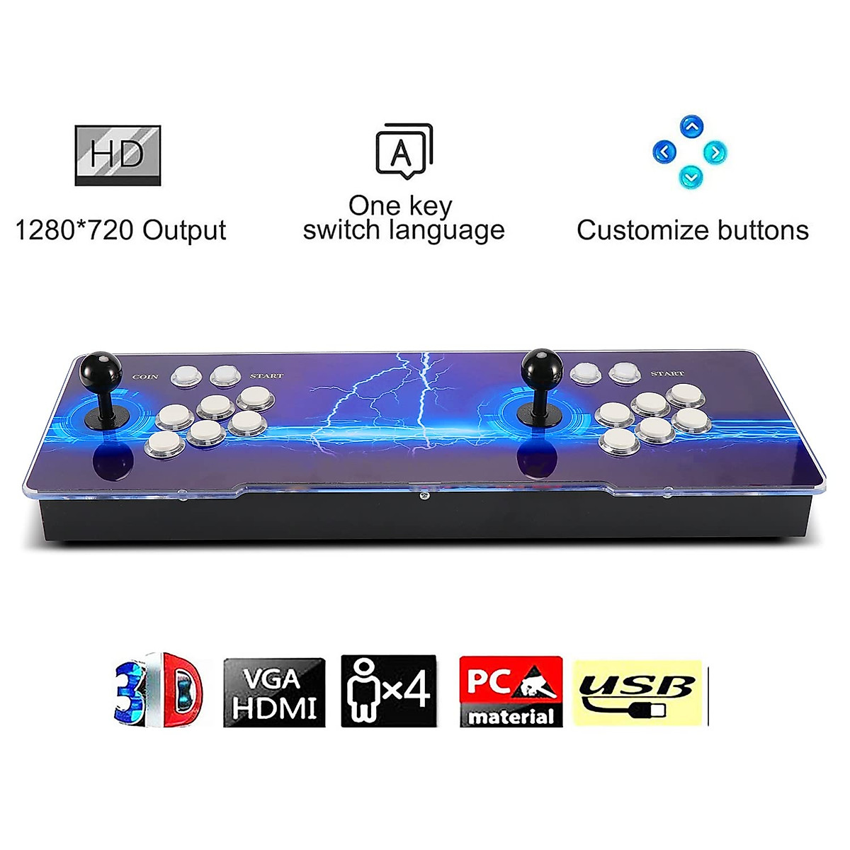 Uiexer 9800 Games in 1 3D Pandora's Box 30S, Arcade Game Console Retro Game Machine Support PC/Projector/TV, 1280 x 720 Full HD, Search/Hide/Save/Load/Pause Games, 4 Players Online Game