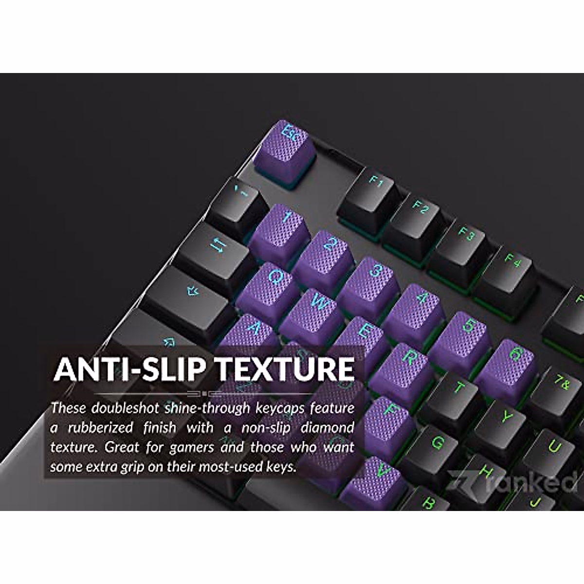 Ranked Rubber Keycap Set | Double Shot Translucent | OEM Profile for Mechanical Gaming Keyboard (Dark Purple, 23 Keys)