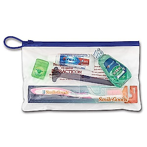 Practicon 101737 SmileGoods Adult Super Deluxe Dental Care Kit with Toothbrush, Toothpaste, Floss, Tongue Cleaner and Mouthwash, Pack of 72