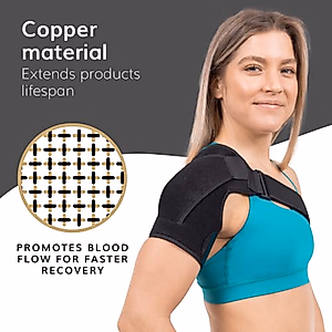 BraceAbility Shoulder Support Brace - Compression Copper Arm Immobilizer Sleeve for Rotator Cuff or Labrum Tears, Bursitis Pain, Impingement, SLAP Injury, Dislocated Recovery for Men and Women (L/XL)