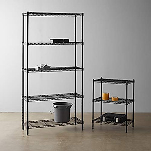 Amazon Basics 5-Shelf & 3-Shelf Adjustable, Storage Shelving Unit, Steel Organizer Wire Rack, Black