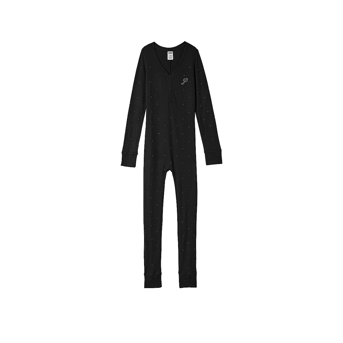 Victoria's Secret PINK Thermal Onsie, PJ Set for Women, 2 Piece Lounge Set PJs, Cozy Pajamas Women, Women's Sleepwear, Black (XL)