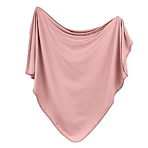 Ely’s & Co. Jersey Swaddle Blanket, Baby Beanie Hat and Bow Headband Set Jersey Cotton Set for Baby Girl – (Dusty Rose)