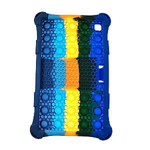 iZi Way Pop It Tablet Case for Lenovo Tab M10 FHD Plus 10.3" 2nd Gen TB-X606F, Smart Tab M10 HD 10.1" TB-X306F, Fidget Poppet Push Bubble Silicone Cover Stand Strap Pencil Holder for Boys - Blue