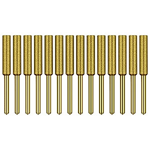 XIXIAN Diamond Chainsaw Sharpener Titanium Plated Burr Stone File Diamond Sharpening Wheels for Chain Saw Stone Jewerly Wood 12 Pcs 3/16 Inch