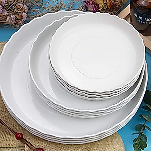 FIREBOOMOON 12 Pack Plastic White Round Wave Plant Saucer,Durable Heavy Duty Flower Plant Pot Drip Tray Container for Home Garden Indoor and Out Door Plant (6 Inch/8 Inch/10 Inch)