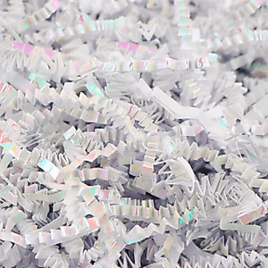 MagicWater Supply Crinkle Cut Paper Shred Filler (2 LB) for Gift Wrapping & Basket Filling - Diamond White
