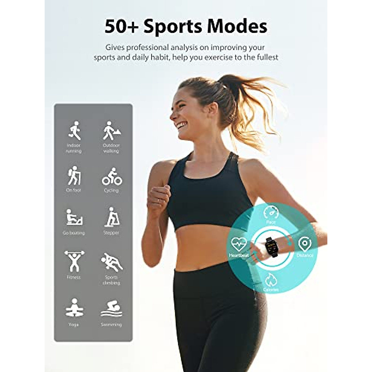 Zombazi Smart Watch for Men Women (Black)