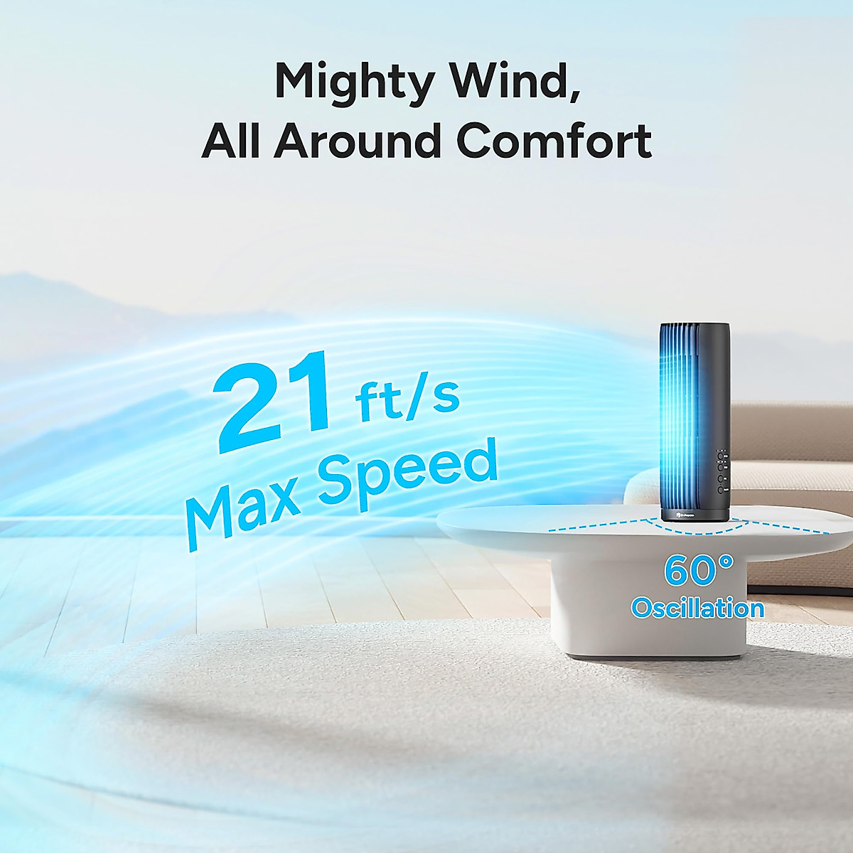 DR.PREPARE Tower Fan for Bedroom, 28 dB Quiet Bladeless Fan with Remote, 12H Timer, 3 Speeds, 60° Oscillating Fans for Indoors, 12 Inch Portable Desk Table Fan for Room, Home, Office