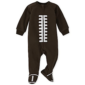 The Children's Place child Family Matching Christmas Holiday Pajamas Sets, Snug Fit 100% Cotton, Big Kid, Toddler, Football Fam & Toddler - Zip Sleeper 9-12 Months