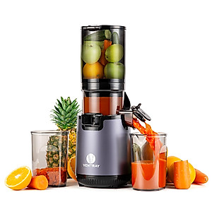 Ventray Cold Press Juicer, Slow Juicer Machines with 5.12" Wide Feed Chute for Whole Fruits & Vegetables, High Juice Yield, Easy to Clean,250W