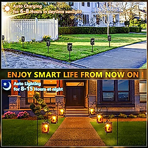 4 Pack Solar Outdoor Lights, AOUNQ 2 in 1 Flickering Flame Solar Hanging Lanterns Outdoor Christmas Decorations, Solar Christmas Lights Outdoor Waterproof LED Flame Lights for Garden Patio Yard Decor