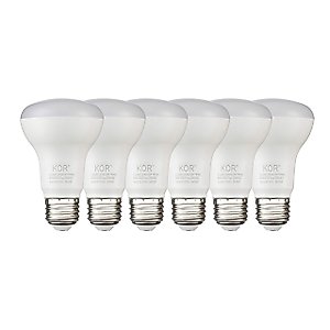 KOR (6 Pack) 7W LED R20 Reflector 5000K Bright White Light Bulb (50W Equivalent), Dimmable, 525 Lumens, Standard E26 Base, BR20 LED Flood Light Bulbs.