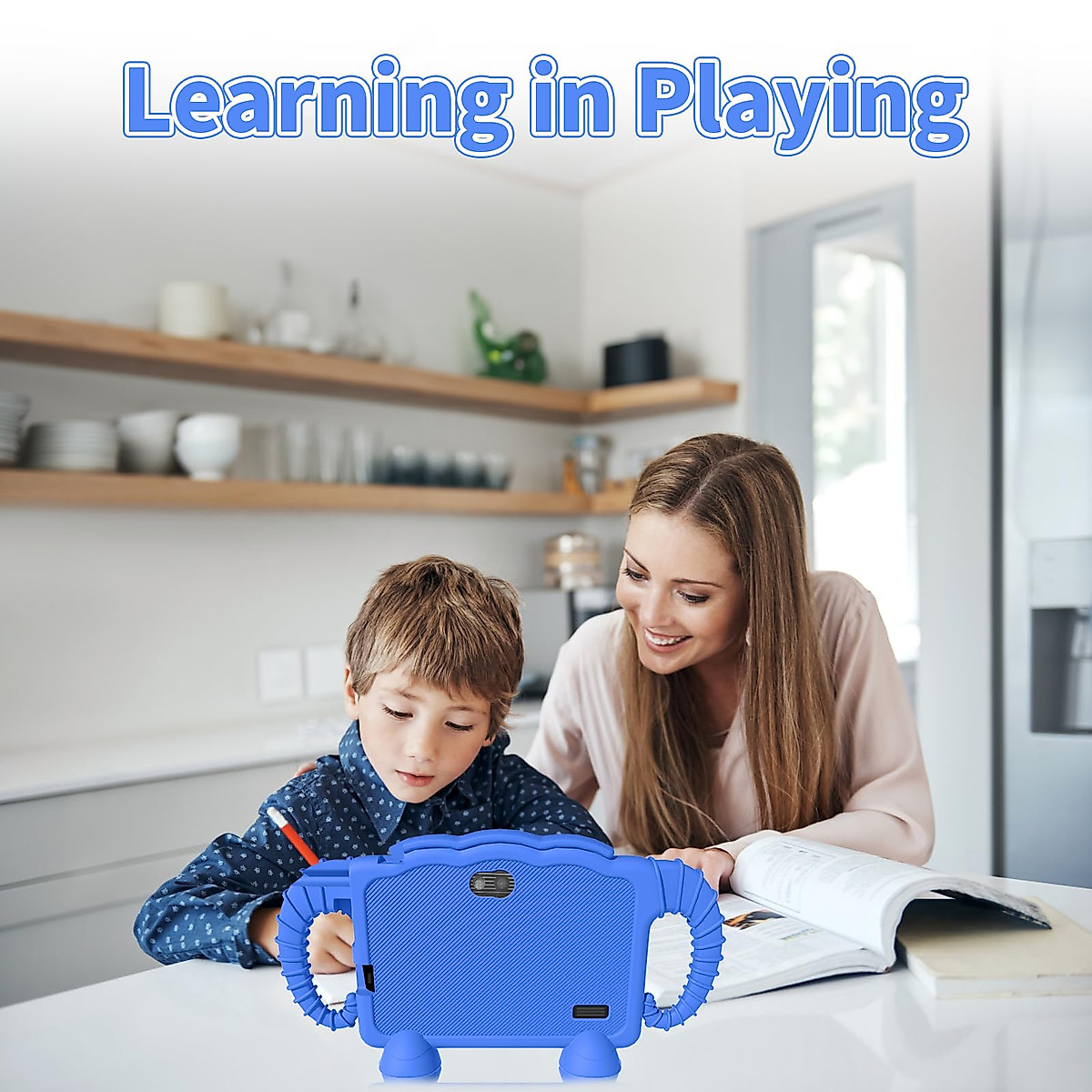 Aigopad Kids Tablet, 7 inch Android Tablet for Kids 3GB RAM 32GB ROM 128GB Expand Toddler Tablets with Shockproof Case, Bluetooth, GMS, WiFi, Parental Control, Dual Camera (Teal)