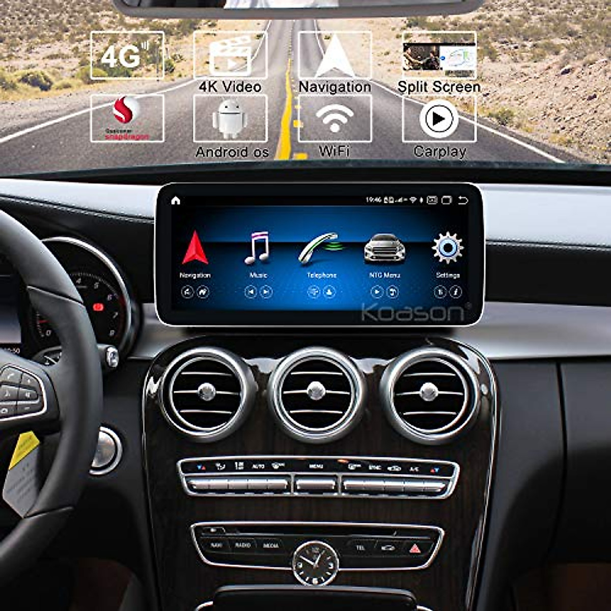 Android12 10.25inch HD1920 Screen Upgrade Display Monitor Multimedia Player GPS Navigation for Mercedes Benz C GLC 2014-2018 C180 C200 C220 C250 C300 C350 C320 C63 W205 NTG5